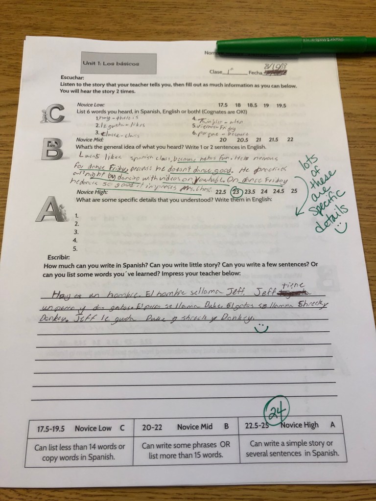 Spanish 1’s first “Celebration of Knowledge” AKA Test – Señora Chase