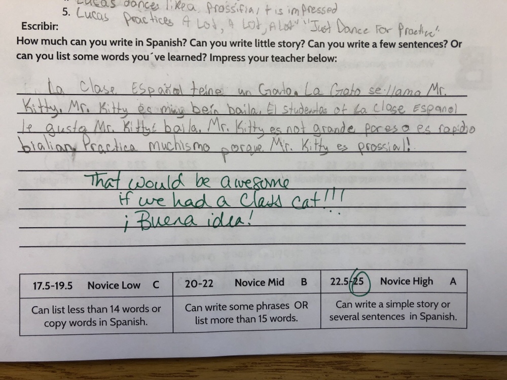 Spanish 1’s first “Celebration of Knowledge” AKA Test – Señora Chase