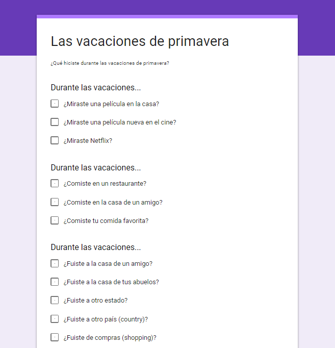 Spring Break Chit Chat – Señora Chase