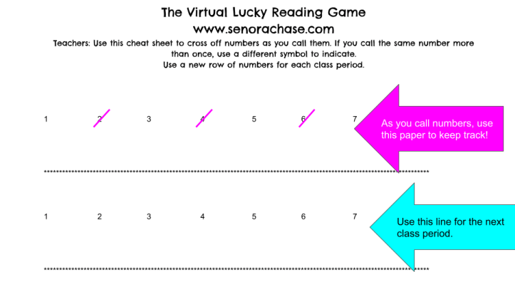 The VIRTUAL Lucky Reading Game – Señora Chase