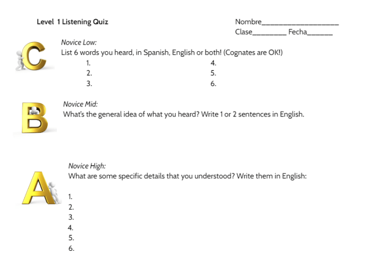 After the Clip Chat: Activities & Assessment (Part 2) – Señora Chase